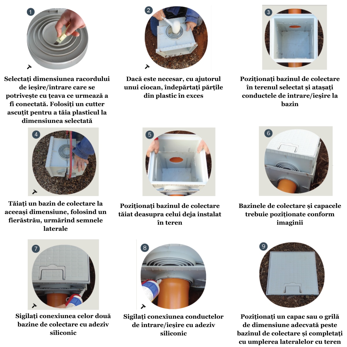 Kit Camin pluvial monolitic patrat cu capac tip gratar, 20 x 20 cm, gri ...