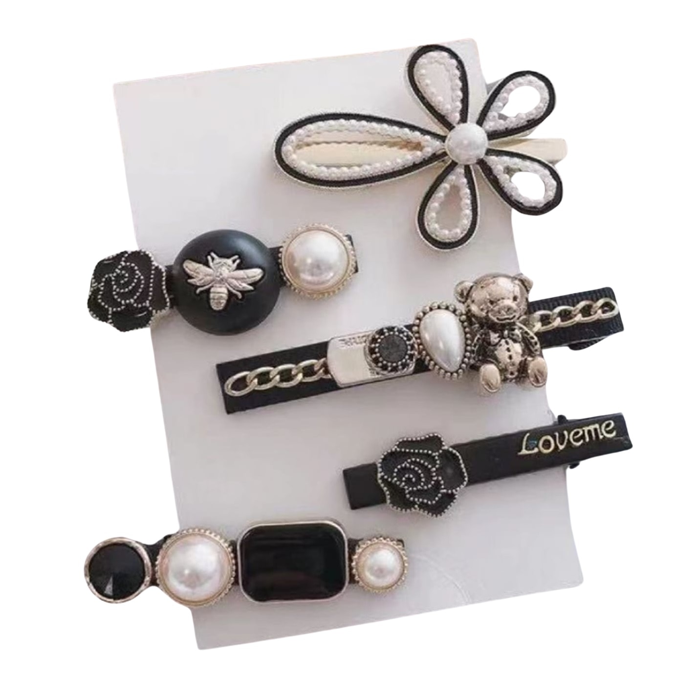 Set 5 Agrafe de par, Danati™, Elegante, Diverse modele, Culoare Negru ...