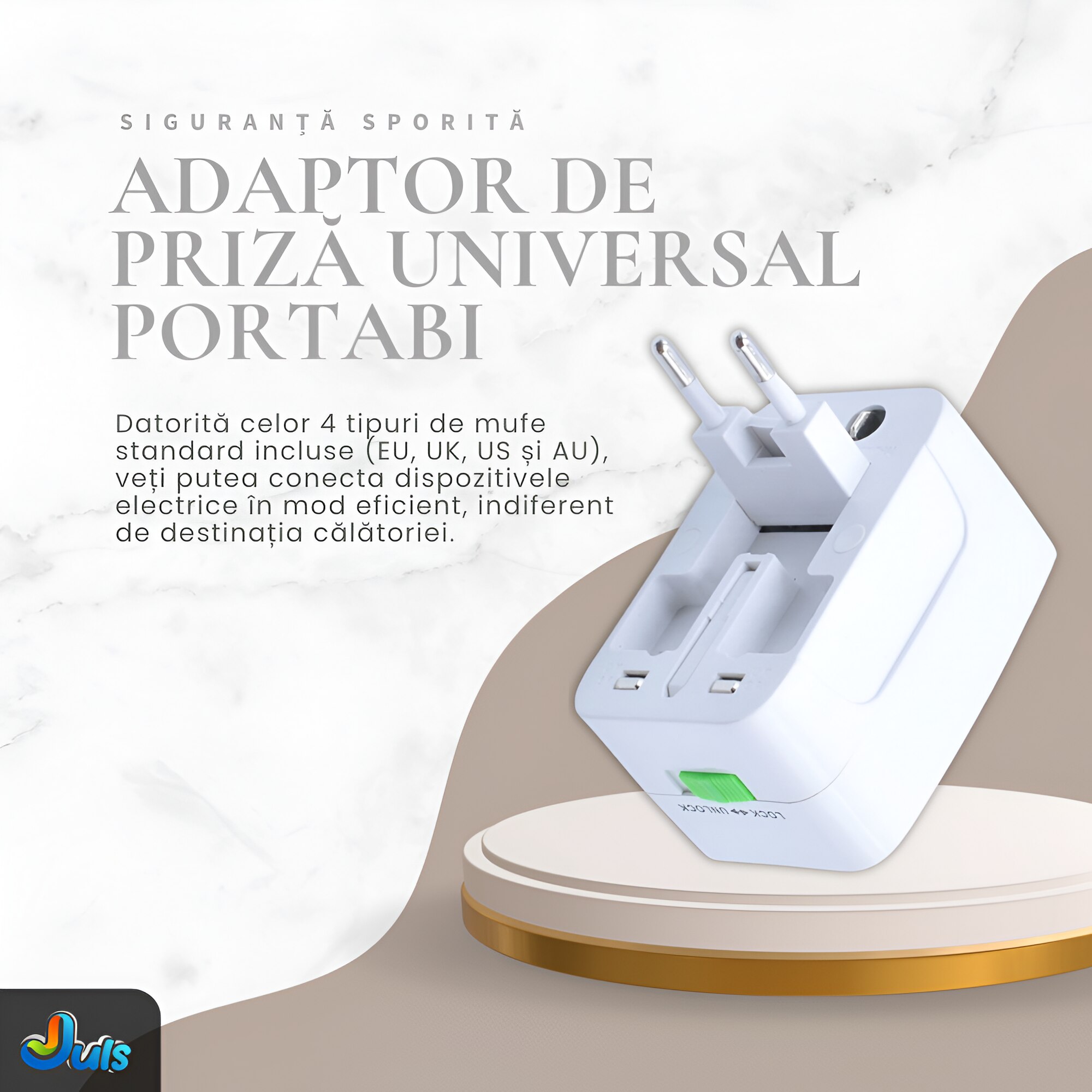 Adaptor Priza Universal Portabil - compatibil EU/UK/SUA/JP/C/AUS/TH ...