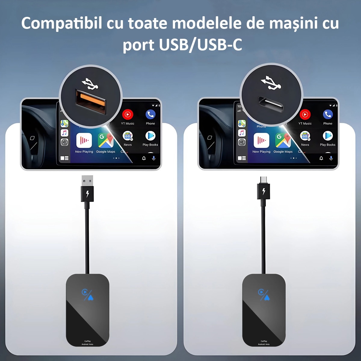 Adaptor Auto Wireless 2 in 1 Apple Carplay si Android Auto ENZIRO ...