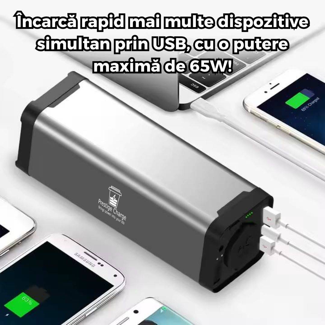 Baterie Externa Portabila PRESTIGE CHARGE®, Powerbank cu Priza 230V ...