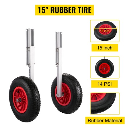 Set roti lansare barca gonflabila, 15"/38.1 cm, capacitate 136 kg ...