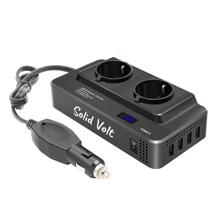 Invertor 200W/400W, 4 x porturi USB 5.4A, priza EU dubla, 12V - 220V ...