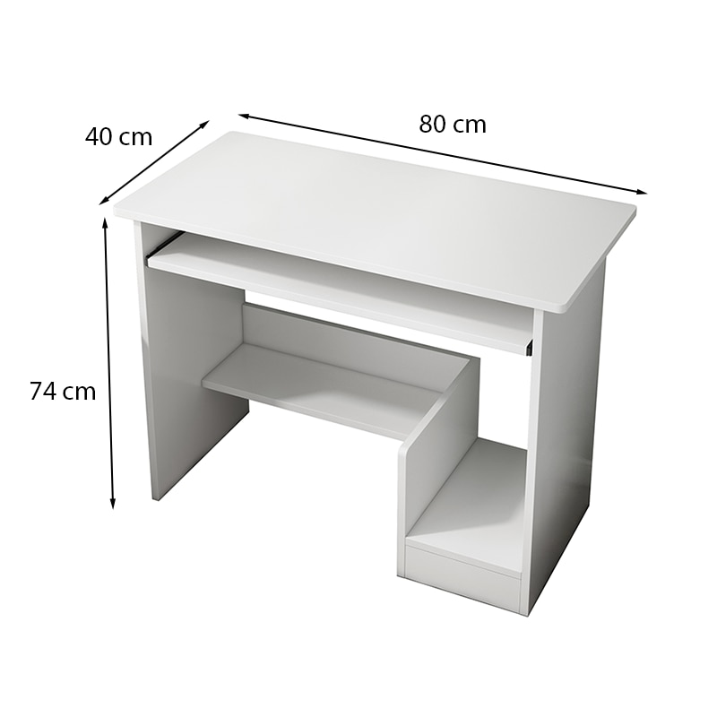 Birou calculator masa tineret alb cu sertar modern rafturi 80x40x74 cm ...