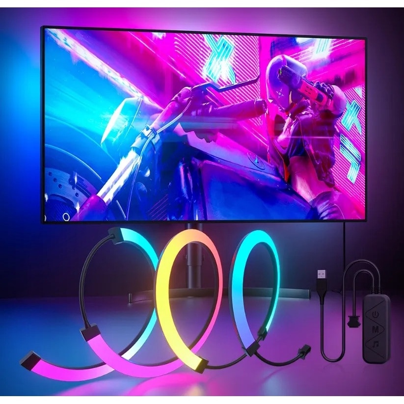 Banda LED smart RGB pentru monitor cu diagonala de 32'' cu control din ...