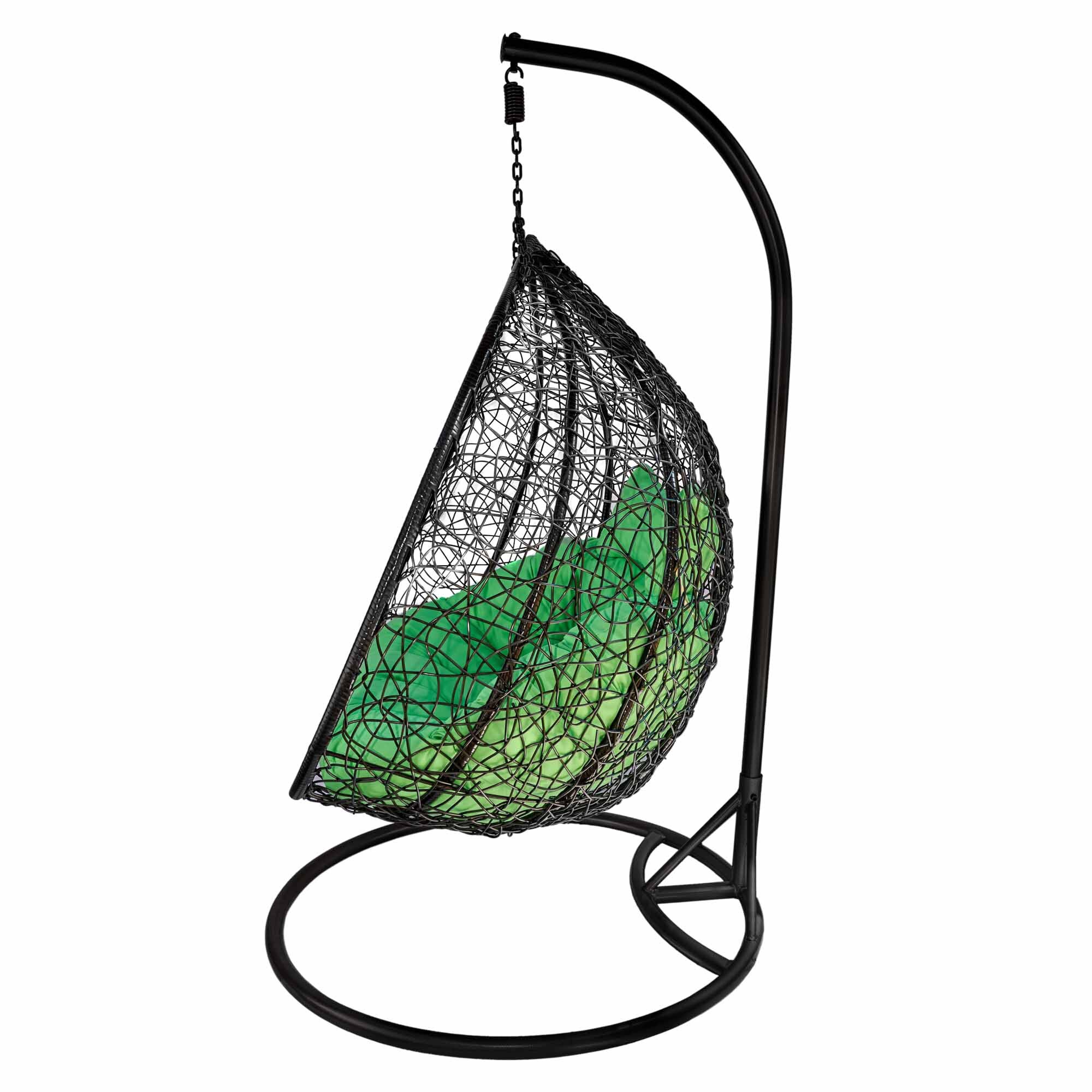 Balansoar dublu, model Big, PE ratan negru, perna verde - eMAG.ro