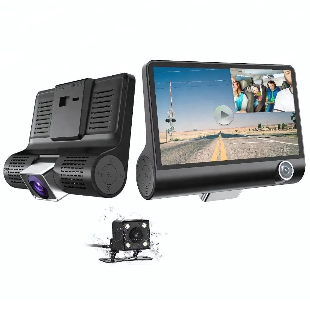 Camera auto tripla cu monitor 4 inch, JOZY®, design practic, functional ...