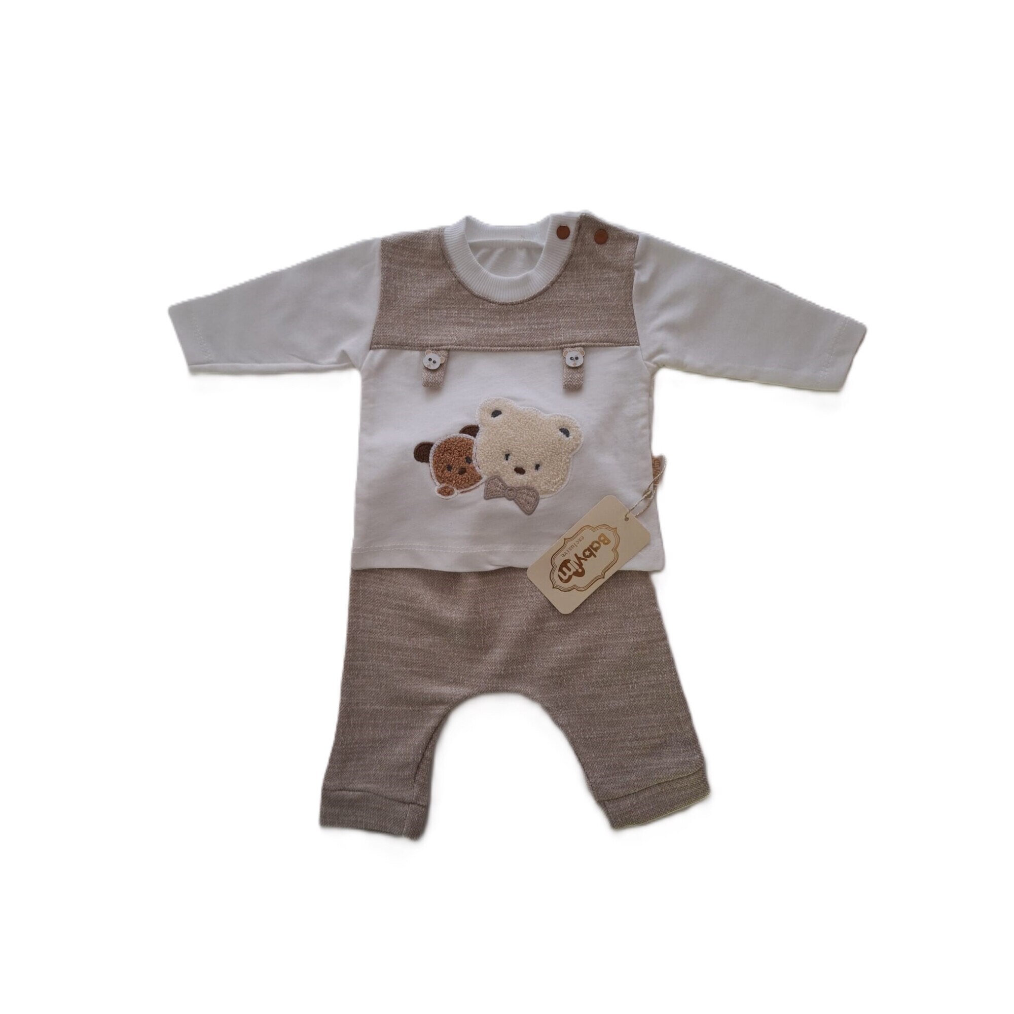 Set 2 piese, bebe ursulet,100% bumbac, 3 luni - eMAG.ro