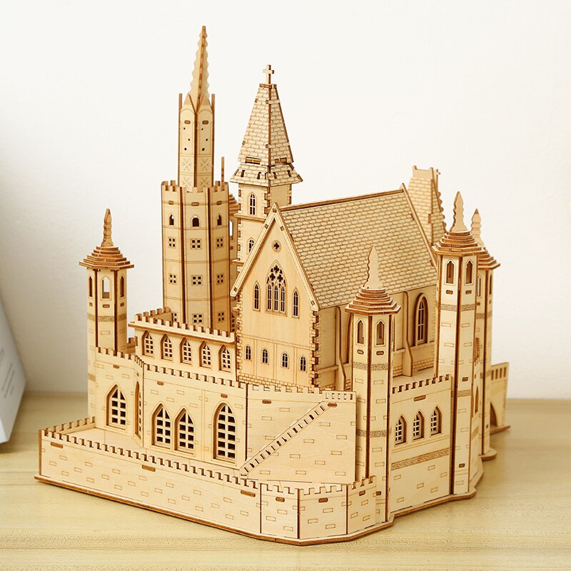 Puzzle din lemn 3D, potrivit pentru copii si adulti, Model castel - eMAG.ro