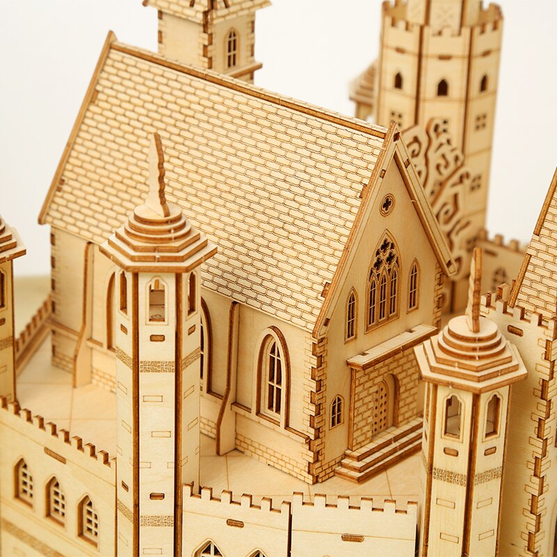 Puzzle din lemn 3D, potrivit pentru copii si adulti, Model castel - eMAG.ro