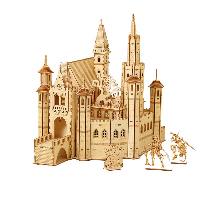 Puzzle din lemn 3D, potrivit pentru copii si adulti, Model castel - eMAG.ro
