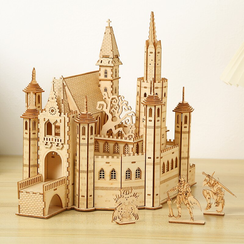 Puzzle din lemn 3D, potrivit pentru copii si adulti, Model castel - eMAG.ro