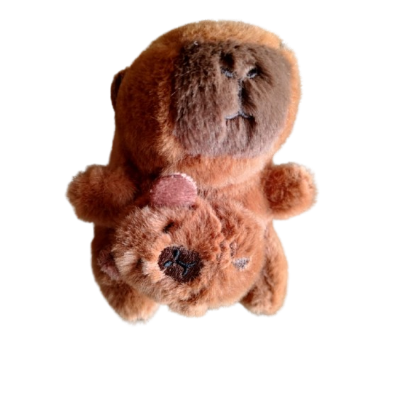 Jucarie de plus, Capibara cu pui capibara, tip breloc VICTINY® maro, 12 ...