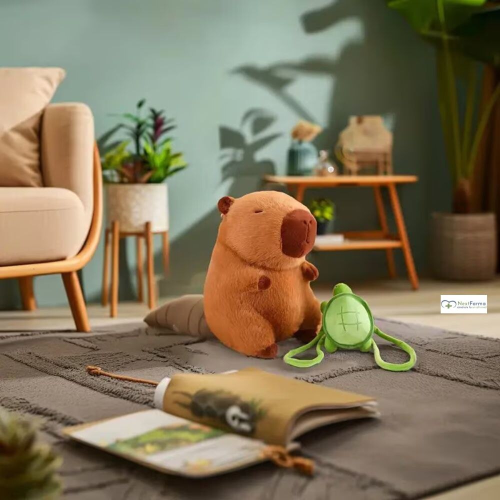 Jucarie de plus Capybara cu rucsac detasabil tip broasca testoasa, 30 ...