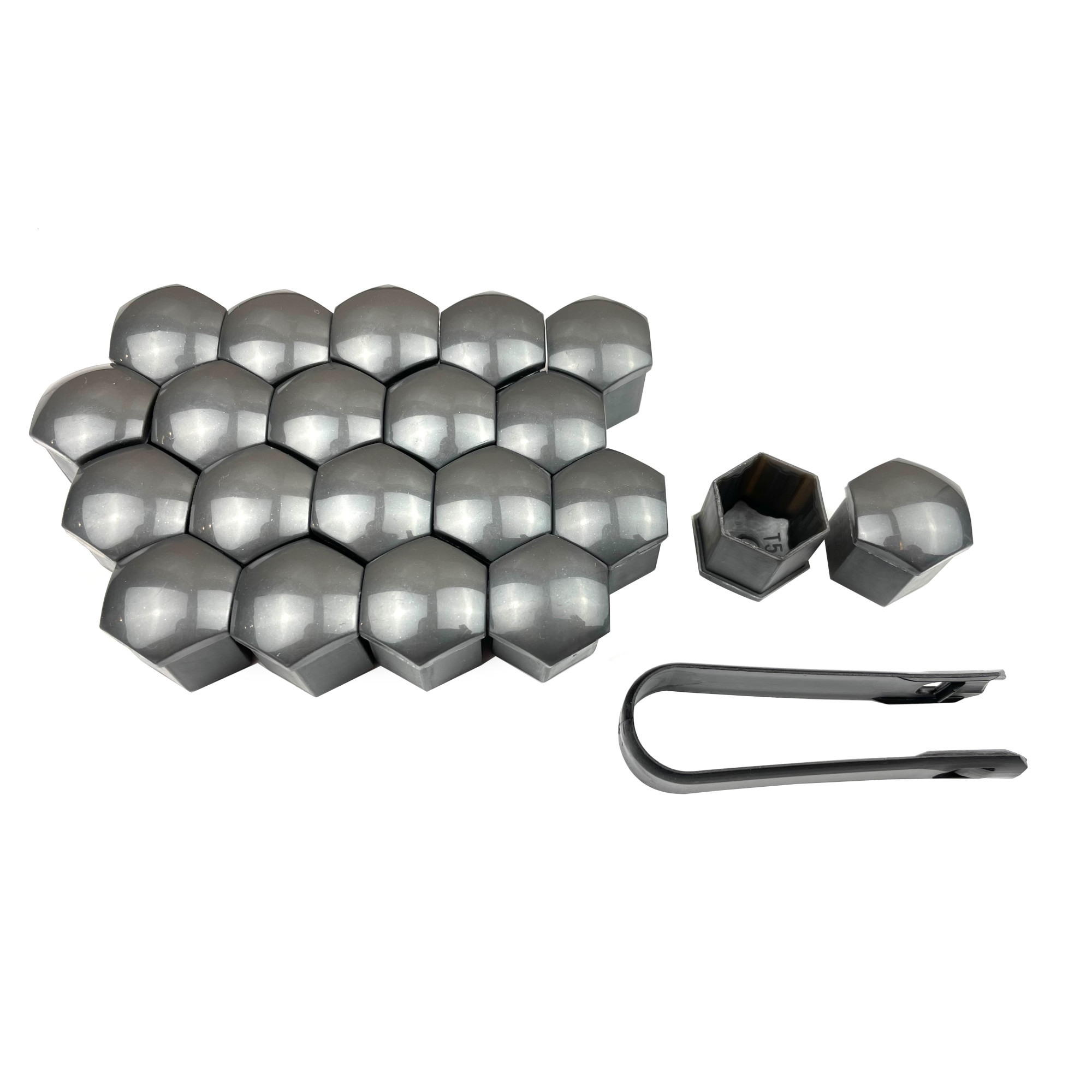 Set 20 Capacele Universale din ABS pentru Prezoane 17mm GRI cu Cheie ...