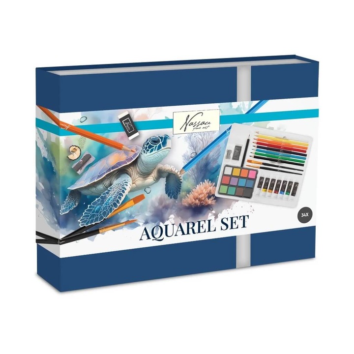 Set pictura 34 piese Aquarel Nassau Fine Art in cutie carton - eMAG.ro