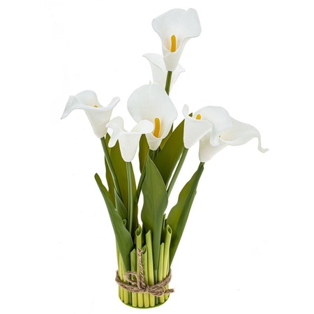 Buchet flori artificiale, 5 fire cala, alb - eMAG.ro