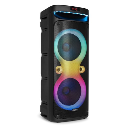Boxa portabila cu acumulator, LED, 2x10", 240W, Bluetooth/USB/SD ...