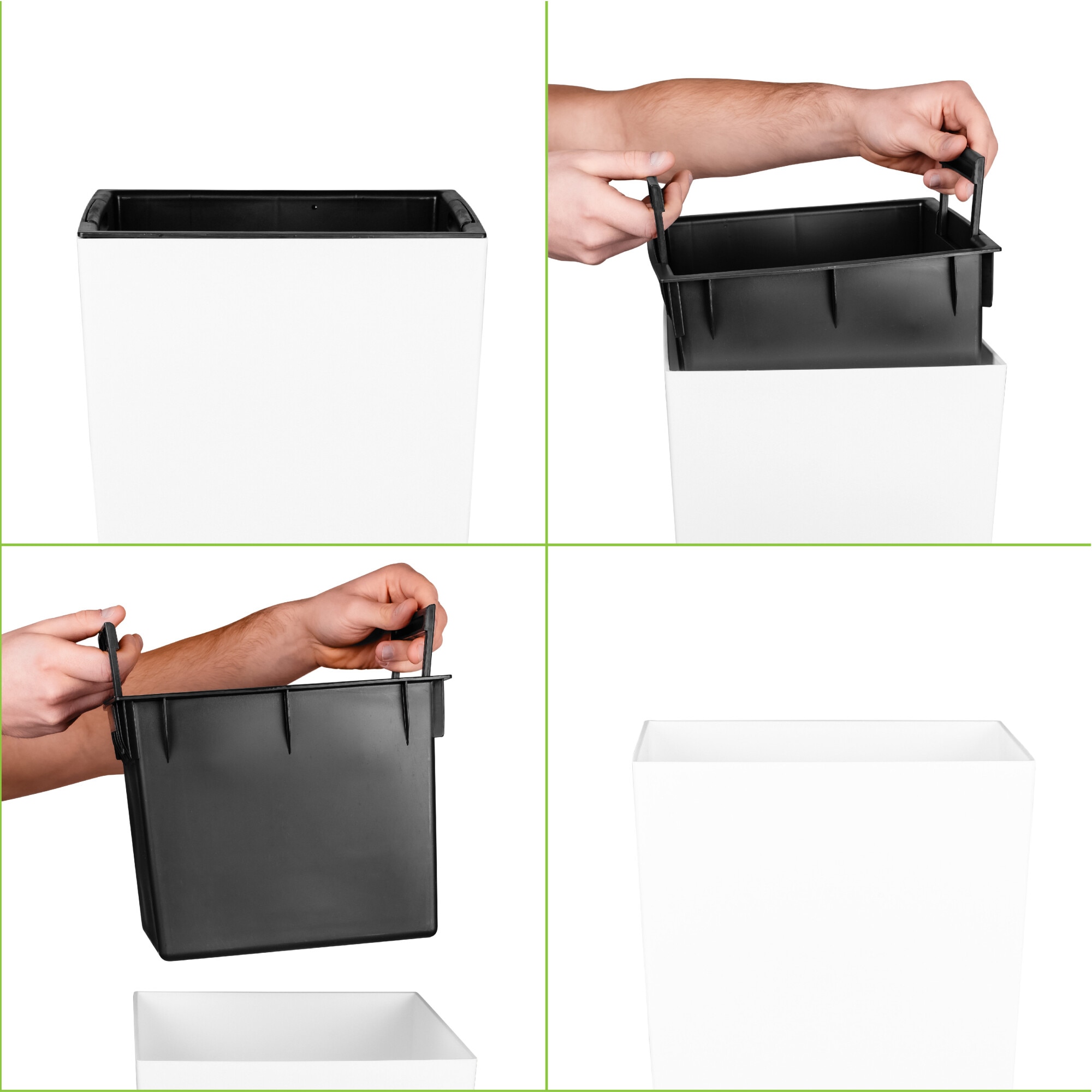 Set de Ghiveci 3x patrat inalt Urbi square DURS170-S449, 17x32.5cm, Alb ...