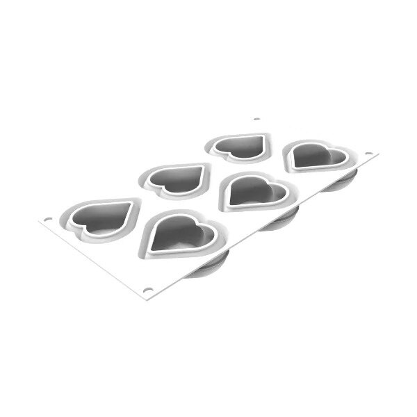 Forma din silicon monoportii inimi, Heartix85, 6 cavitati, 78x70x30h mm ...