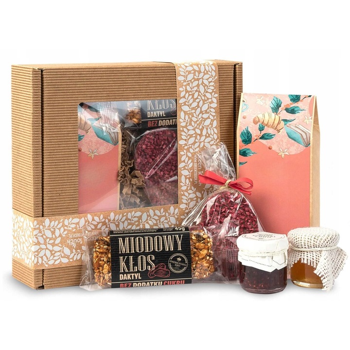 Set cadou Green Touch, ceai fructat, ciocolata in forma de inima, miere ...