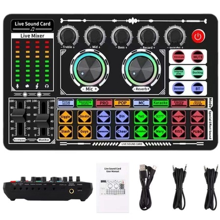 Placa de sunet externa transmisie live, intrare microfon, 16 efecte de ...