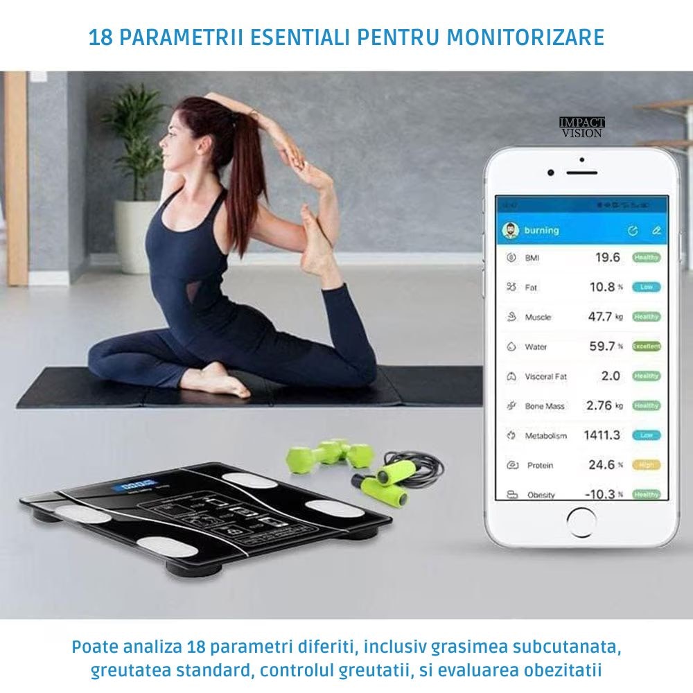 Cantar electronic inteligent, Aplicatie smart, Corporal, Ecran digital ...