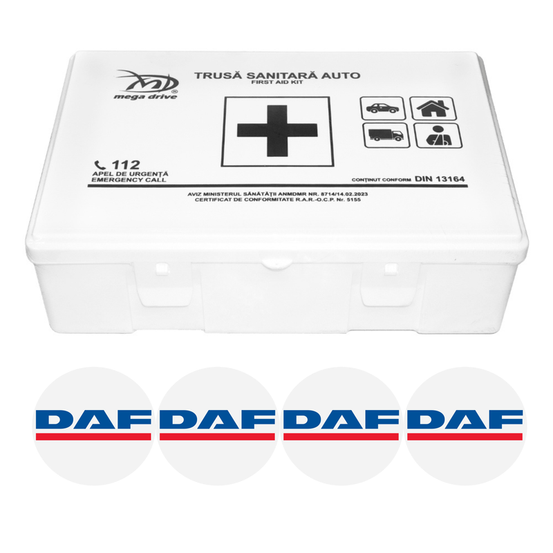 Set trusa medicala auto omologata R.A.R pentru siguranta rutiera si 4 ...
