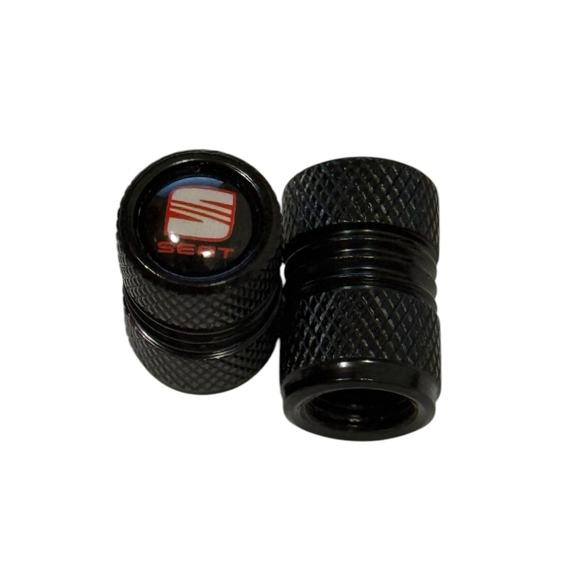 Set 2 capacele din aluminiu pentru ventil auto, SEAT, Negru - eMAG.ro