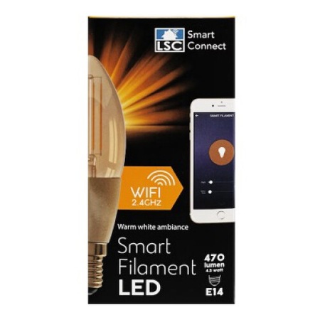 Bec Smart E14 Filament LED LSC, 4.9W, 470 Lumeni, Control Smart WiFi ...