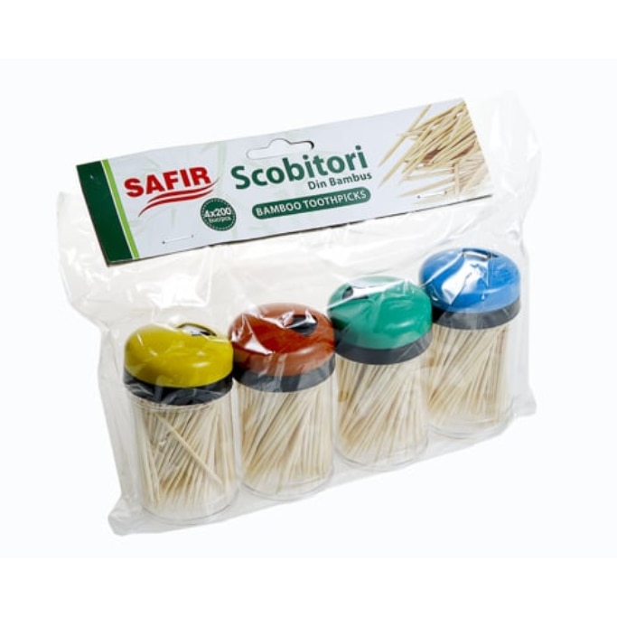 Scobitori din Bambus Igienice set 4×200 buc SAFIR - eMAG.ro