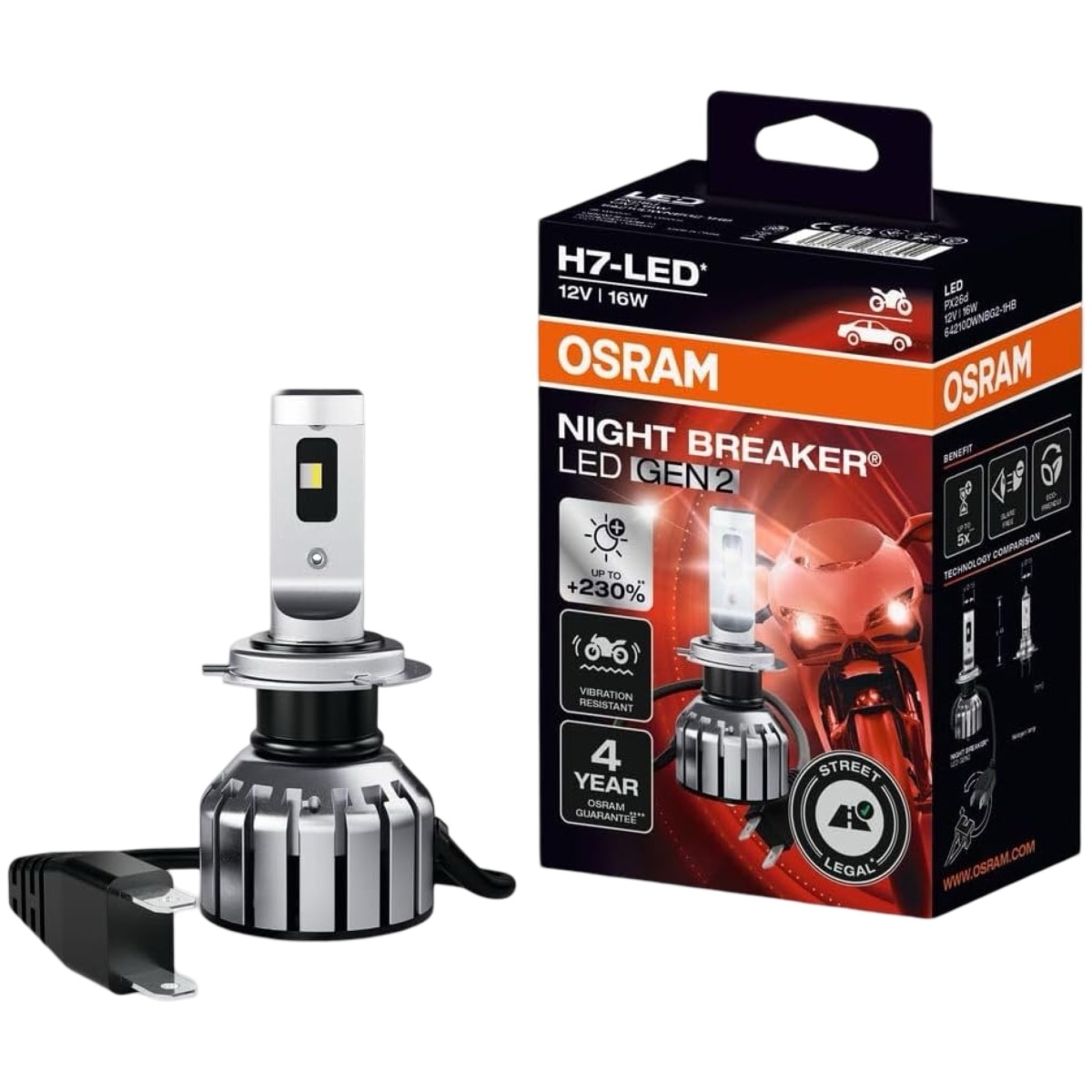 Куршка Osram H7 12V 16W PX26D Night Breaker Led Gen 2 Canbus Бяло 6000K ...