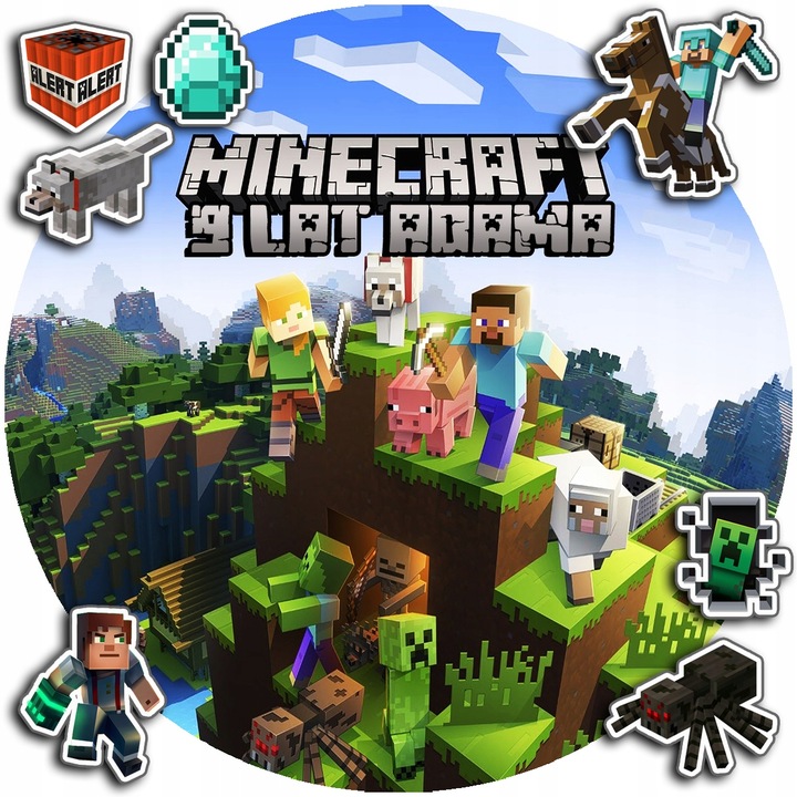 Decor pentru tort, Minecraft, 20cm, set 8 piese, comestibil - eMAG.ro