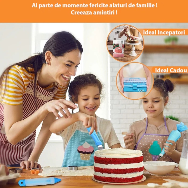Set cofetarie/patiserie, 236 piese, pentru Ornat Prajituri sau Torturi ...
