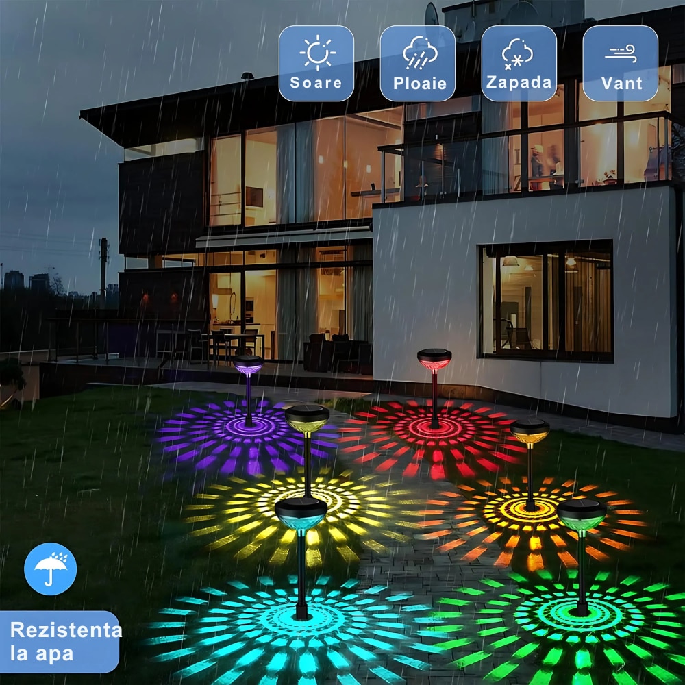 Set 8 lampi solare de gradina JOZY®, design practic, de exterior, panou ...