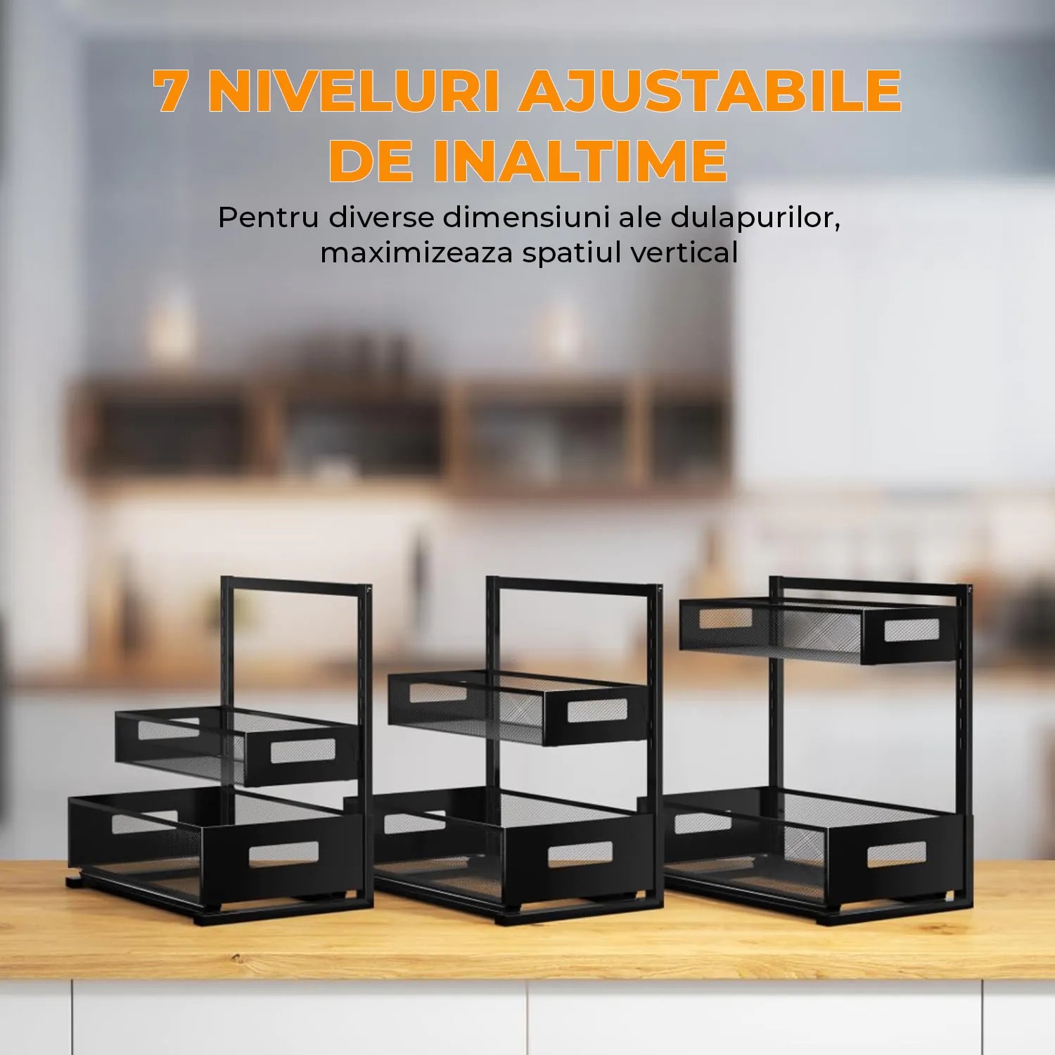 Organizator Multifunctional Elindor® pe 2 Nivele, Suport Metalic pe ...