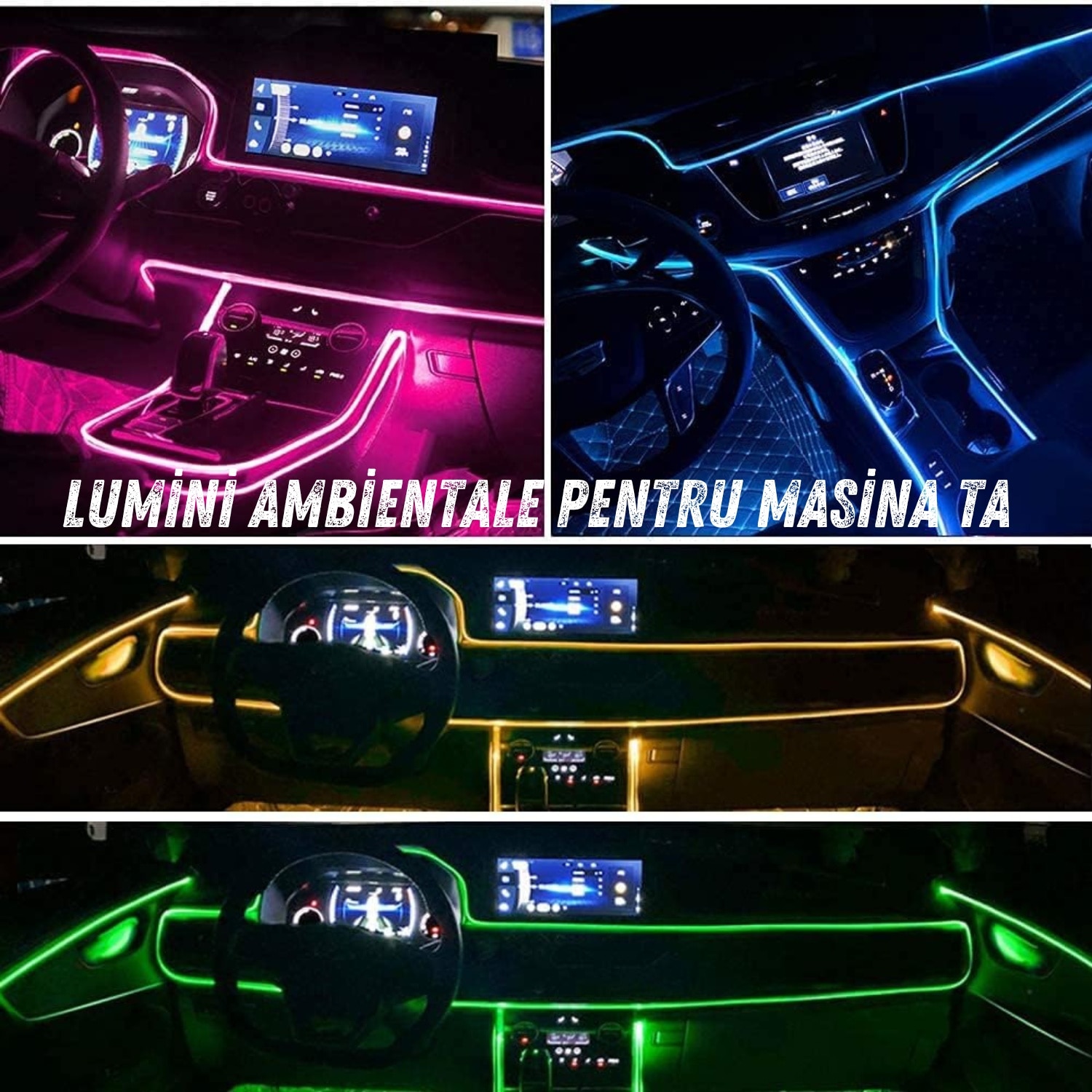 Banda LED auto RGB, 6 metri, impermeabila, 12V, 5W, control inteligent ...