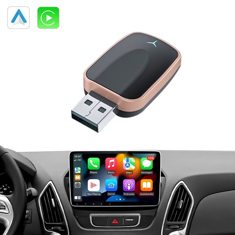 Adaptor Wireless 2 in 1 Carplay si Android Auto slim, Smart USB car ...