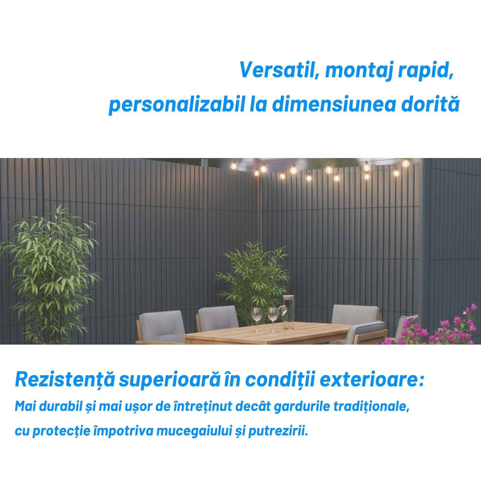 Gard opac, Placa de protectie din PVC pentru intimitate, Gard de ...