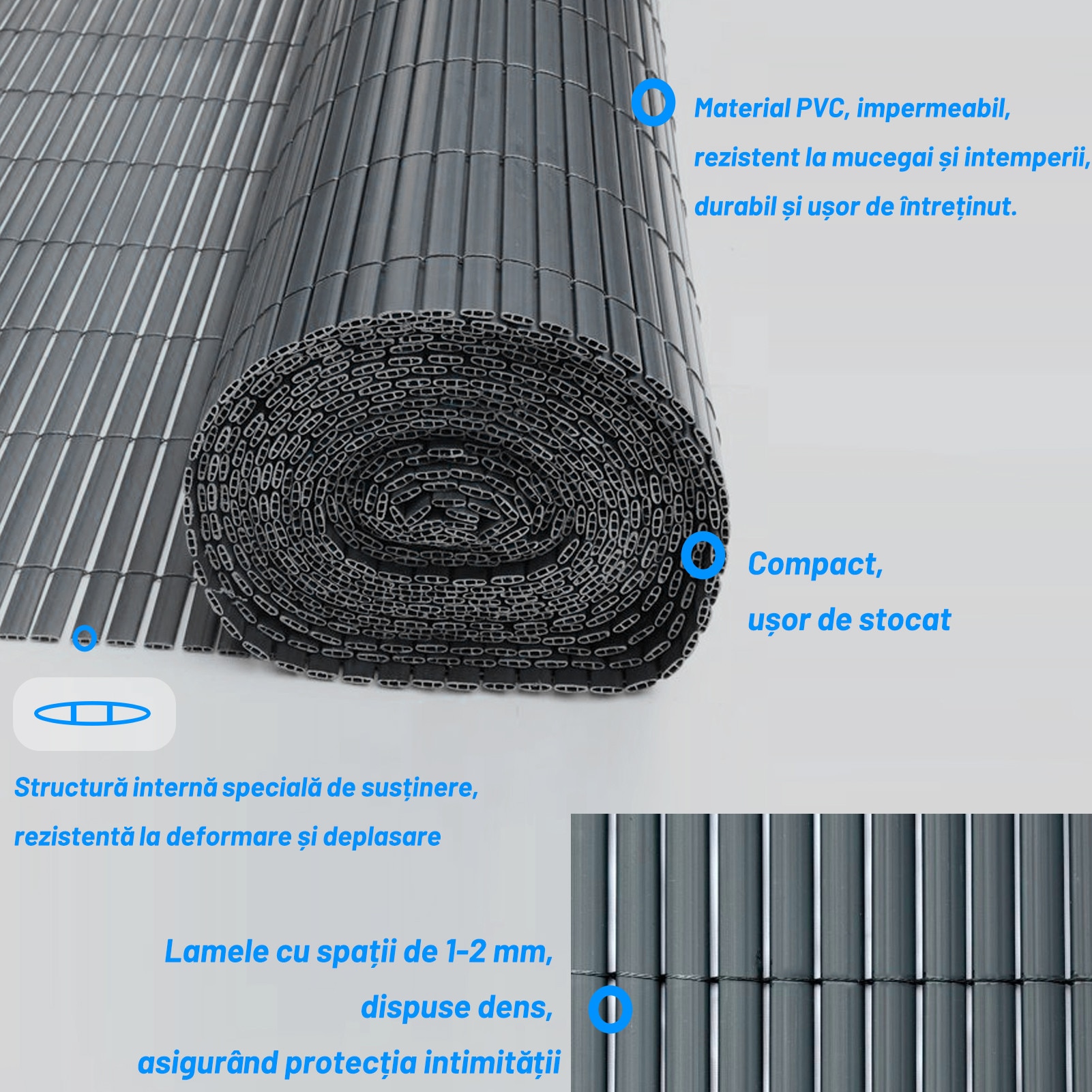 Gard opac, Placa de protectie din PVC pentru intimitate, Gard de ...