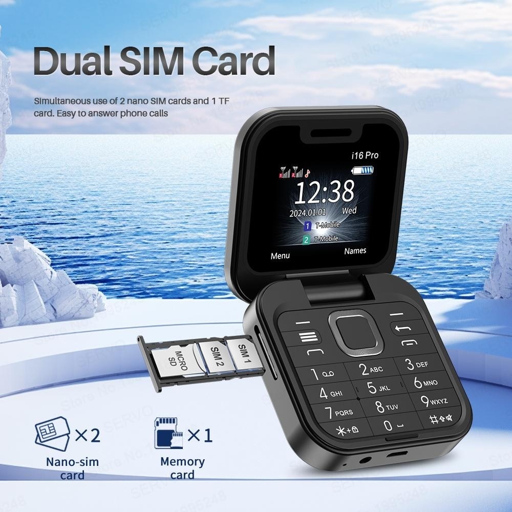 Telefon mobil mini cu ecran dublu, butoane mari, lanterna LED, camera ...