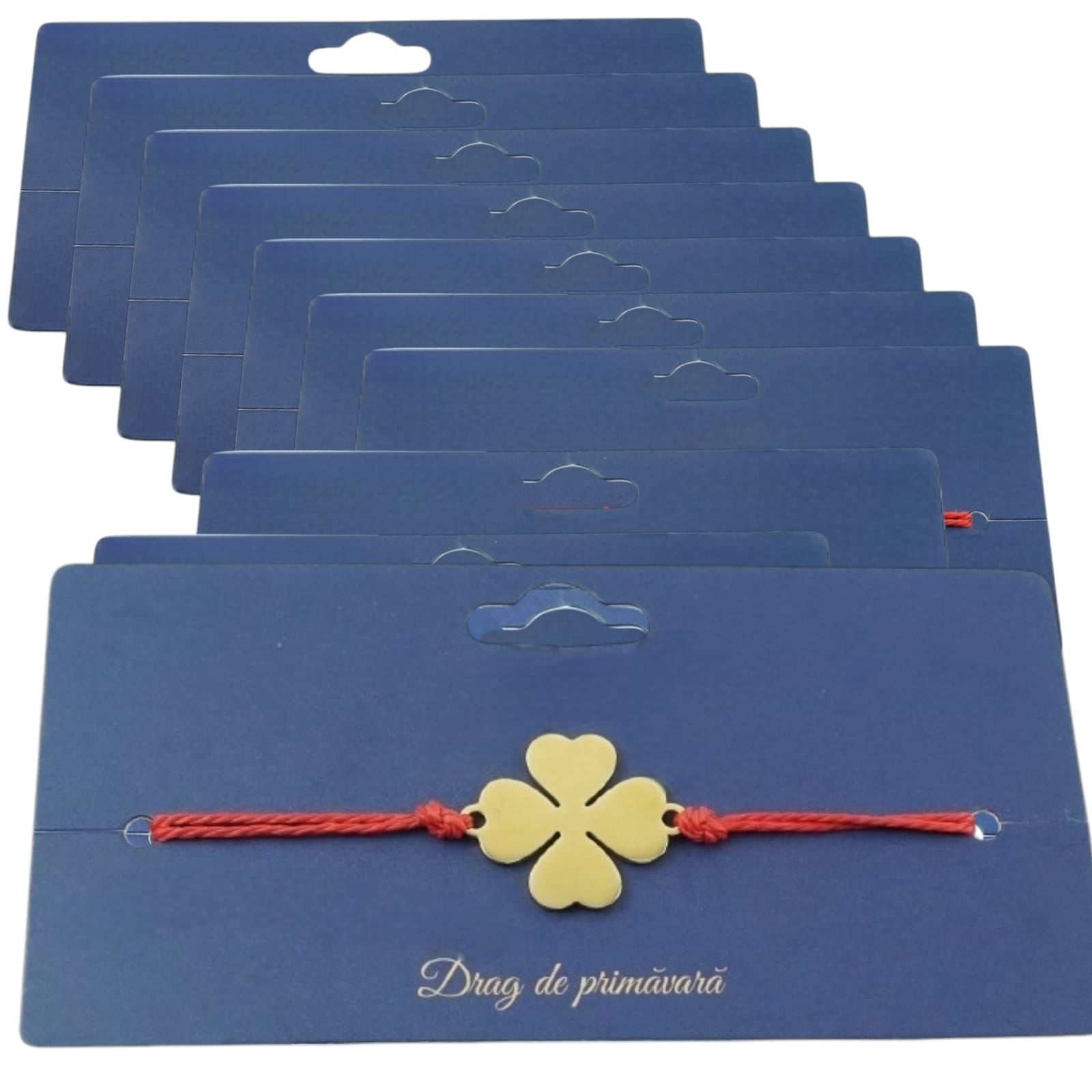 Set 10 Martisoare tip Bratara Aurie, Inox si Textil, pe cartonas, Model ...