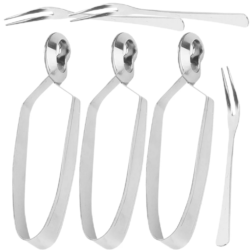 Set 3 clesti si 3 furculite pentru melci Escargot, inox, argintiu - eMAG.ro