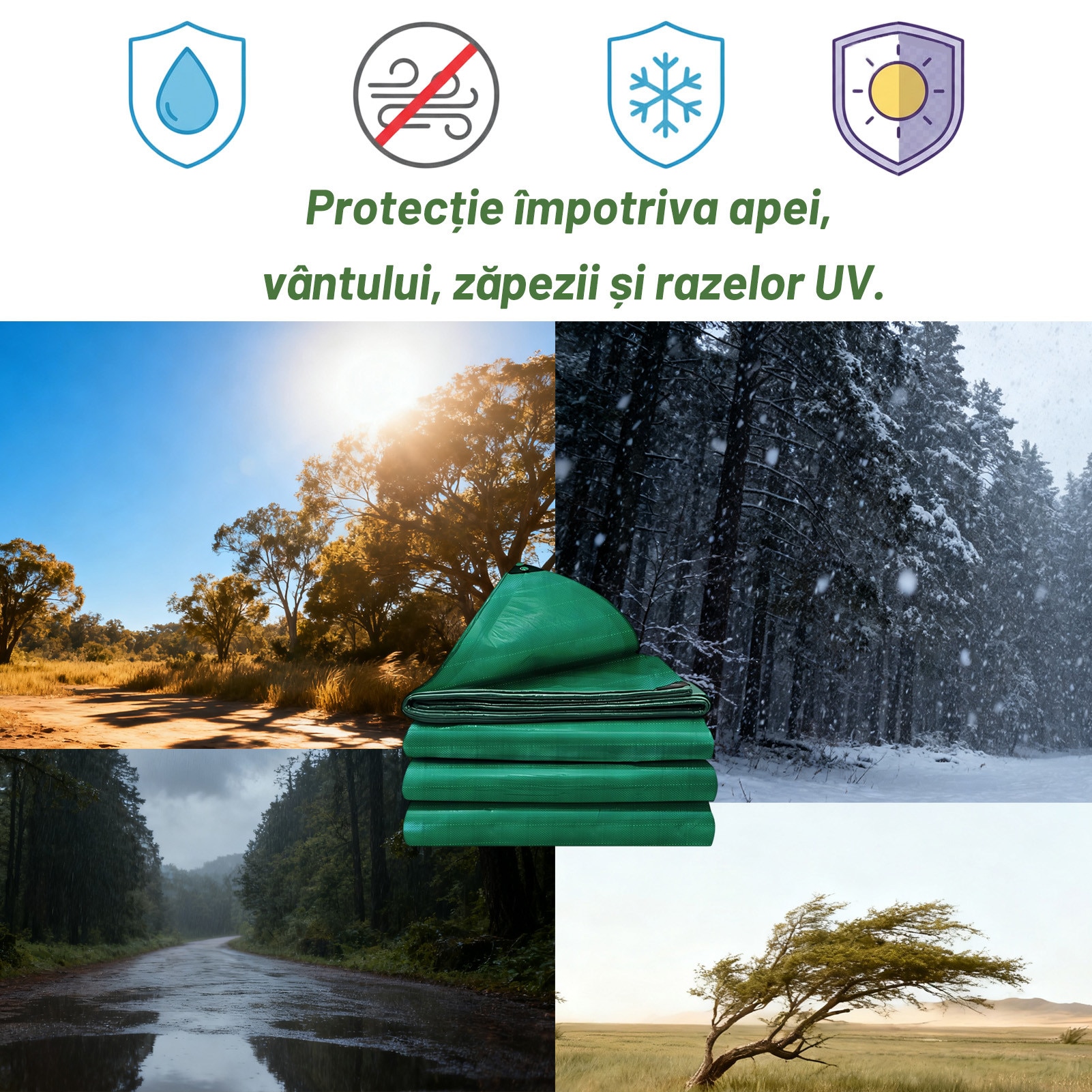 Prelata, prelata impermeabila, prelata cu ochiuri, 680 g/m², material ...