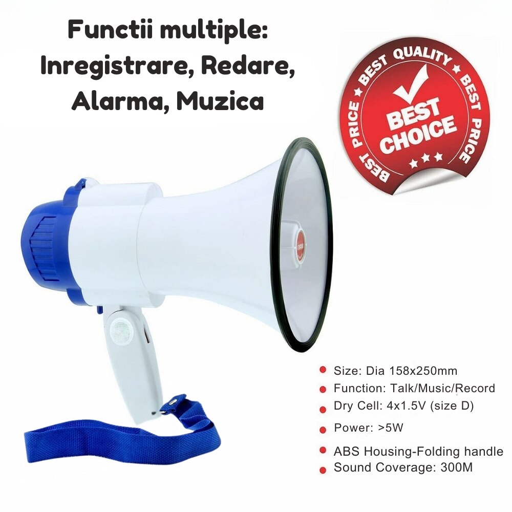 Megafon Portavoce Puternic si Portabil cu Microfon, Inregistrare ...