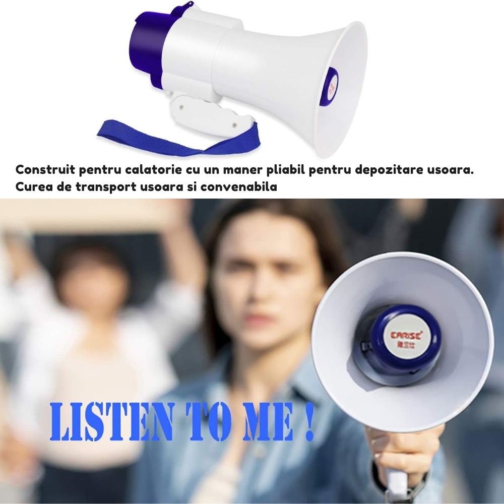 Megafon Portavoce Puternic si Portabil cu Microfon, Inregistrare ...