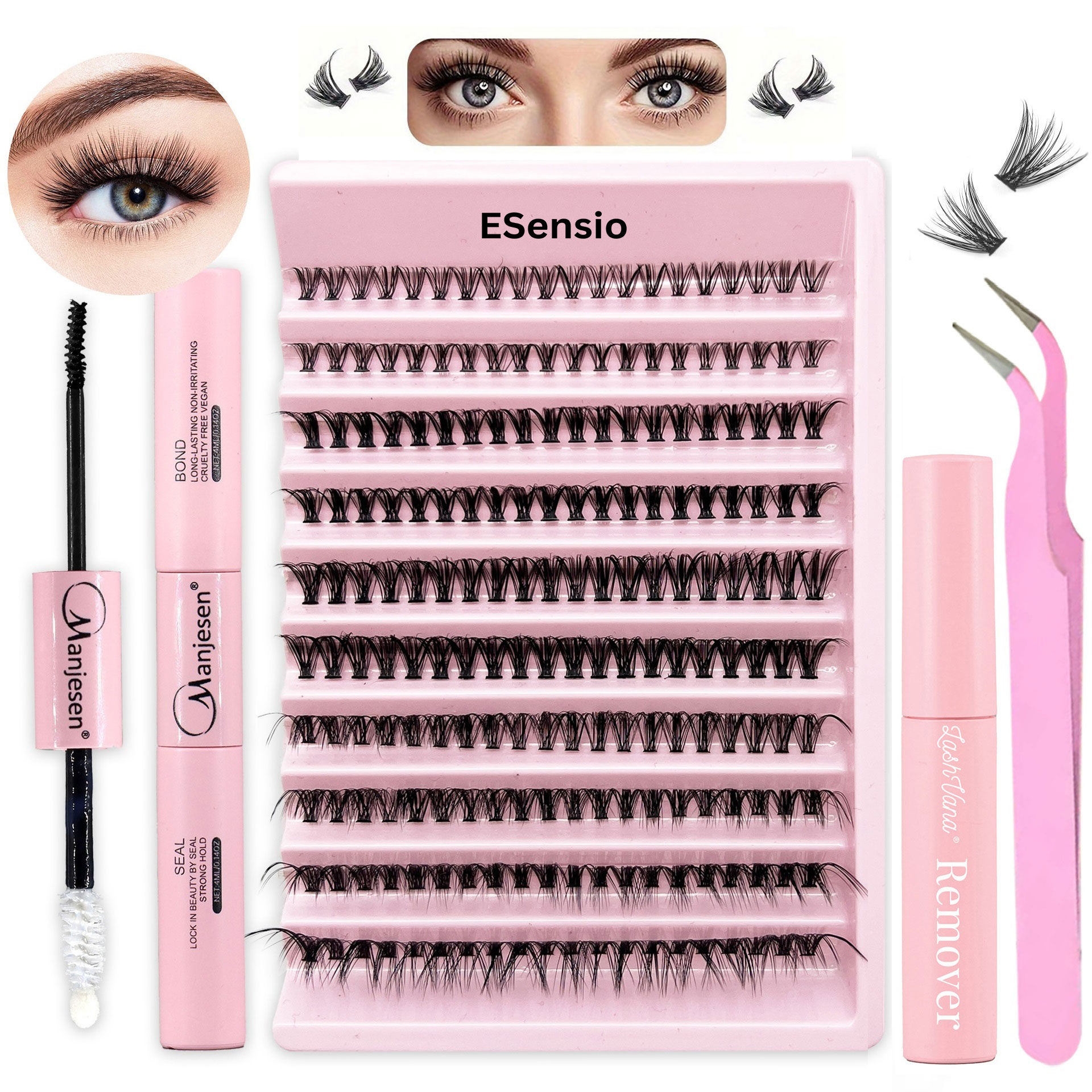 Set gene false individuale tip smoc ESensio 200F, 200 lashes, 40D, fibra artificiala ...