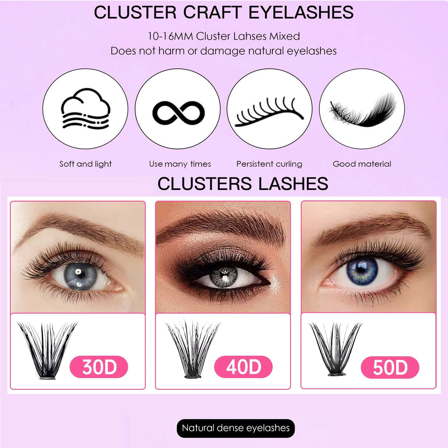 Set gene false individuale tip smoc ESensio 560F, 560 lashes, 30D, 40D, 50D, fibra artificiala ...