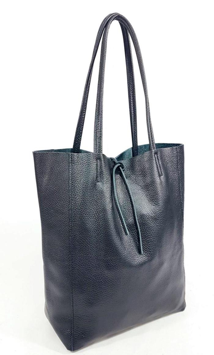 Geanta shopper neagra din piele naturala - eMAG.ro