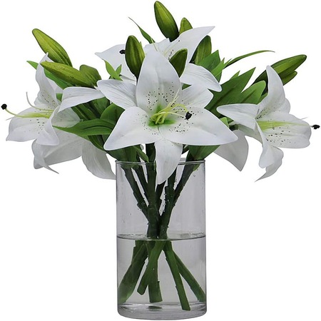 Buchet de crini artificiali albi, 6 fire, 20x37cm - eMAG.ro